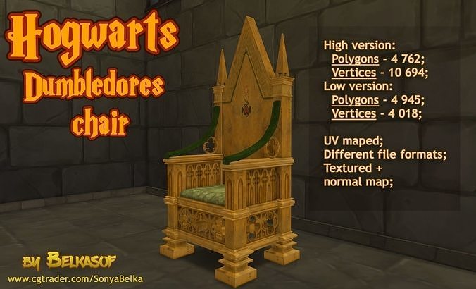 3D model Hogwarts Dumbledores chair - 3d Sculpture Harry Potter VR / AR ...