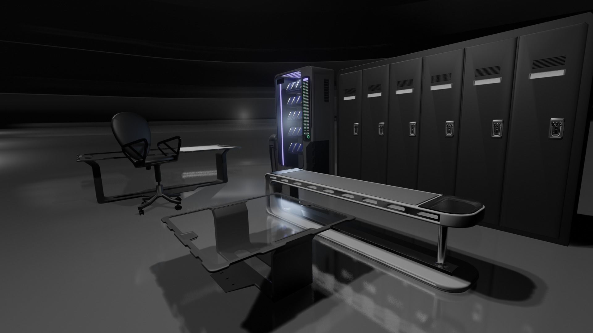 simple sci-fi interior props 3D model | CGTrader