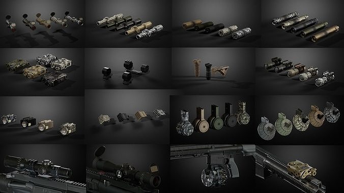 3D model Weapon attachments pack VR / AR / low-poly | CGTrader