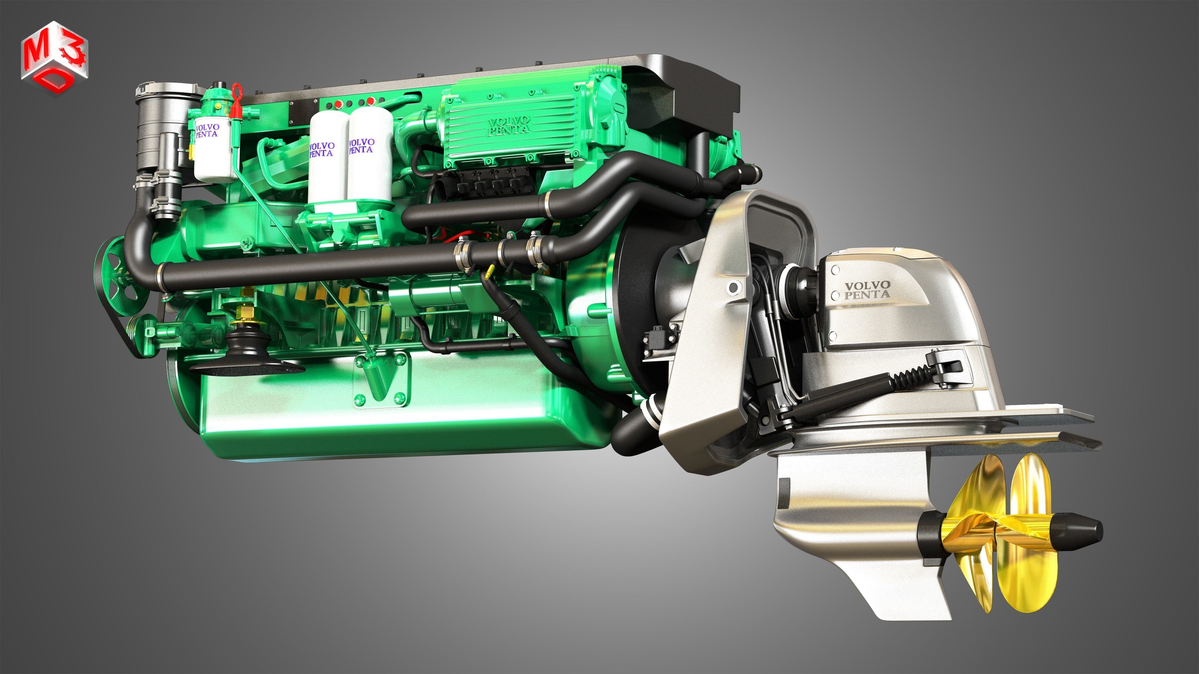 Penta D6-330 Engine - 6 Cylinder Marine Engine 3D model | CGTrader