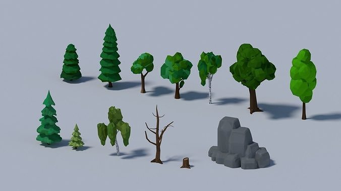 Low-poly trees free VR / AR / low-poly 3D model | CGTrader