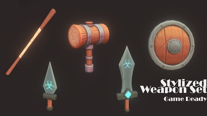 3D model Stylized Weapons Pack VR / AR / low-poly | CGTrader