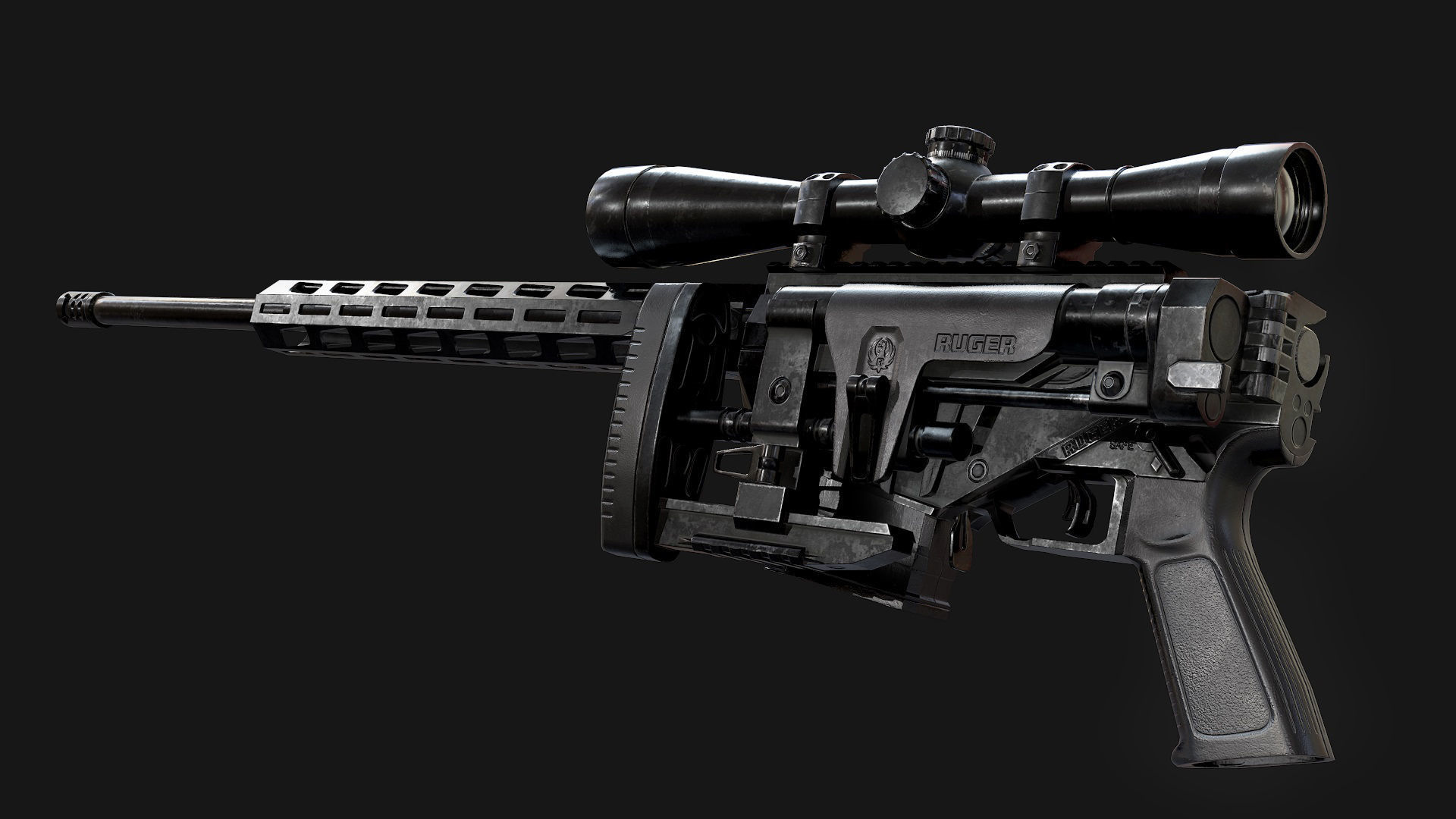 3D model Ruger Precision Rifle with Scope AAA Game Weapon VR / AR / low ...