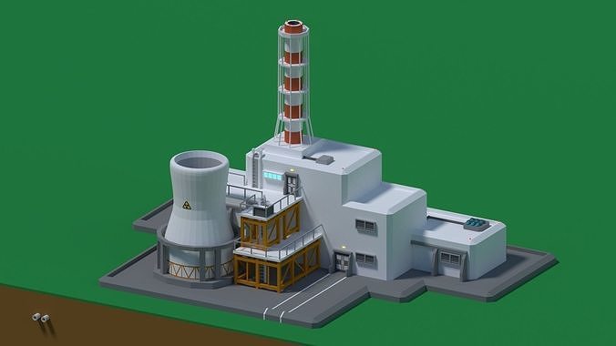 Nuclear station Low-poly free VR / AR / low-poly 3D model animated ...