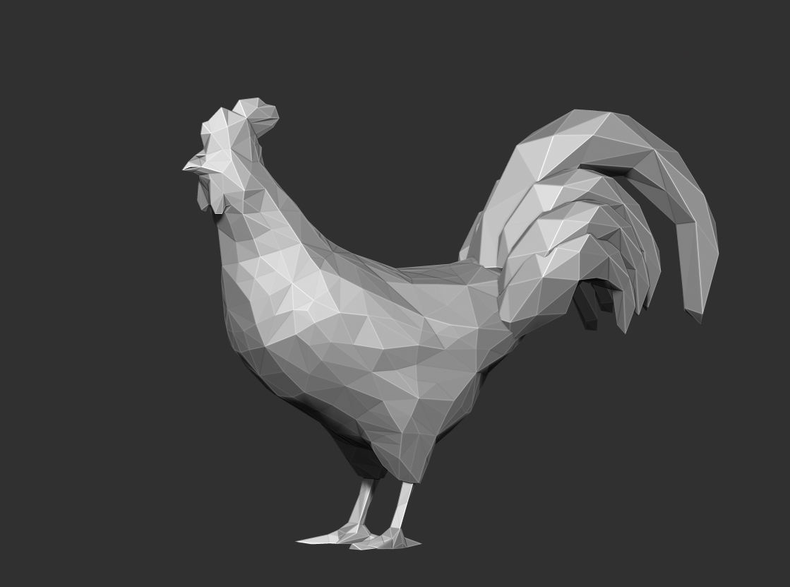 Chicken Rooster low Polygon 3D model 3D printable | CGTrader