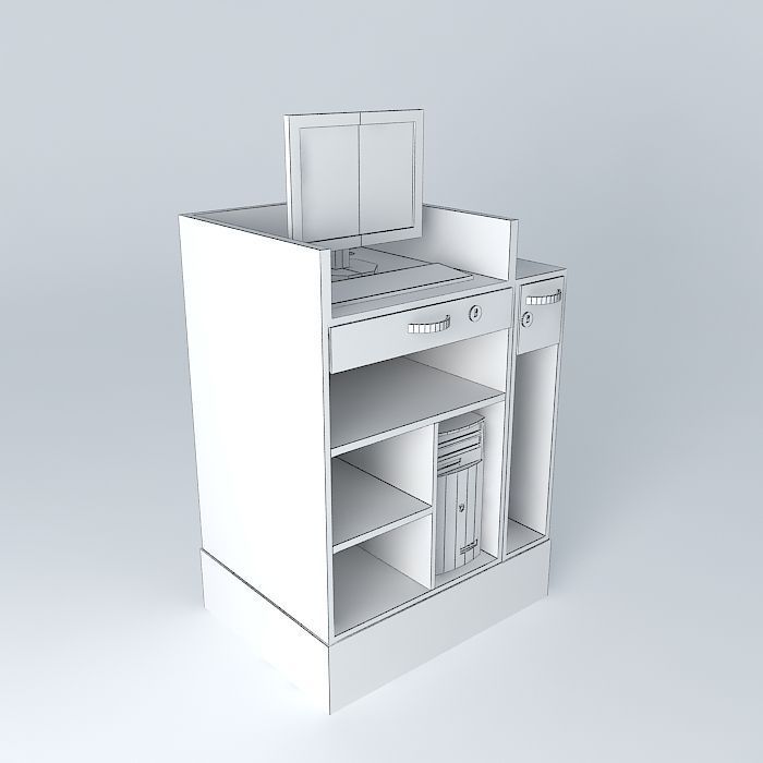 Cashier computer desk free 3D model | CGTrader
