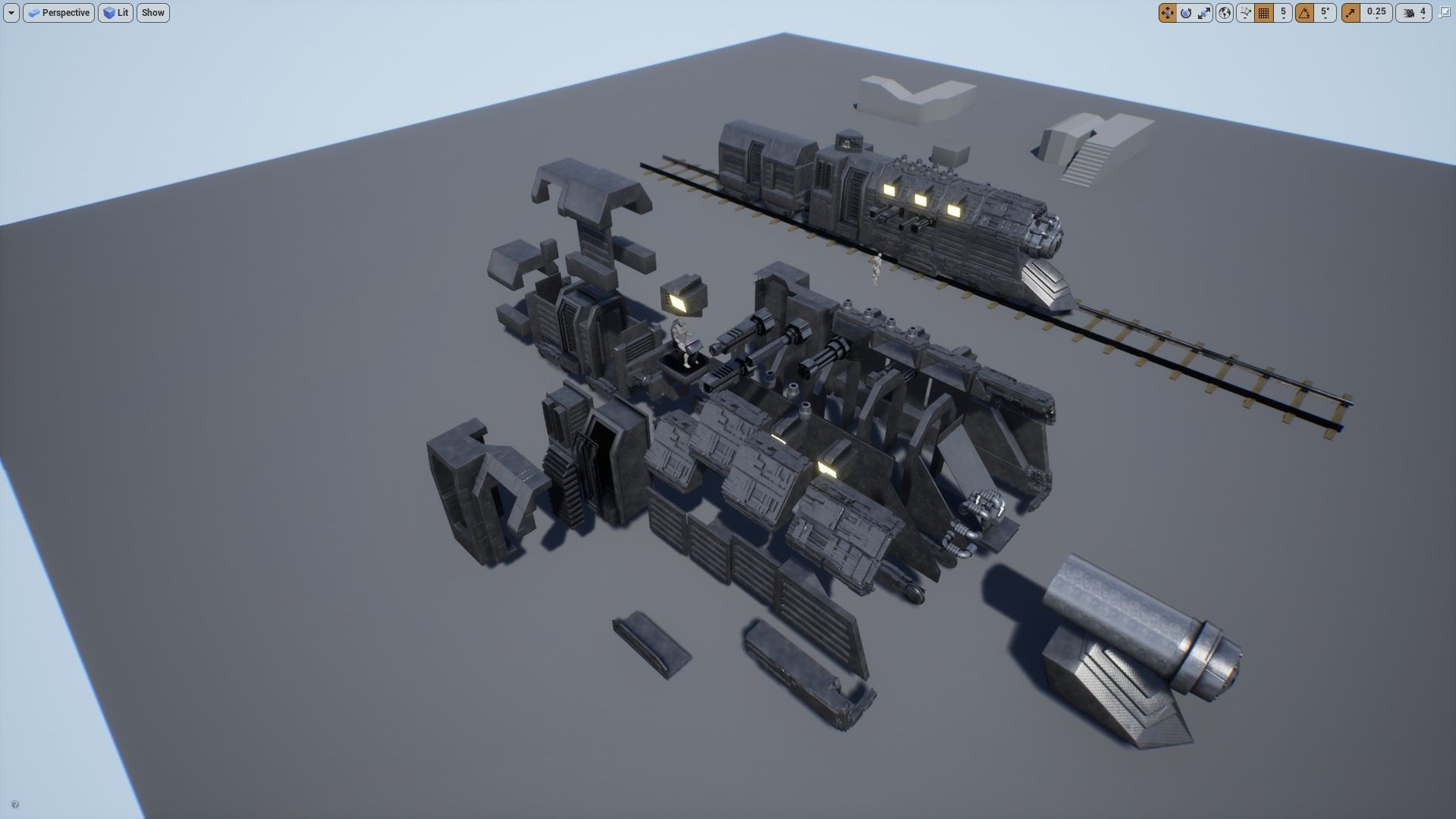 3D model Armored Train Kitbash Unreal Engine Asset VR / AR / low-poly ...