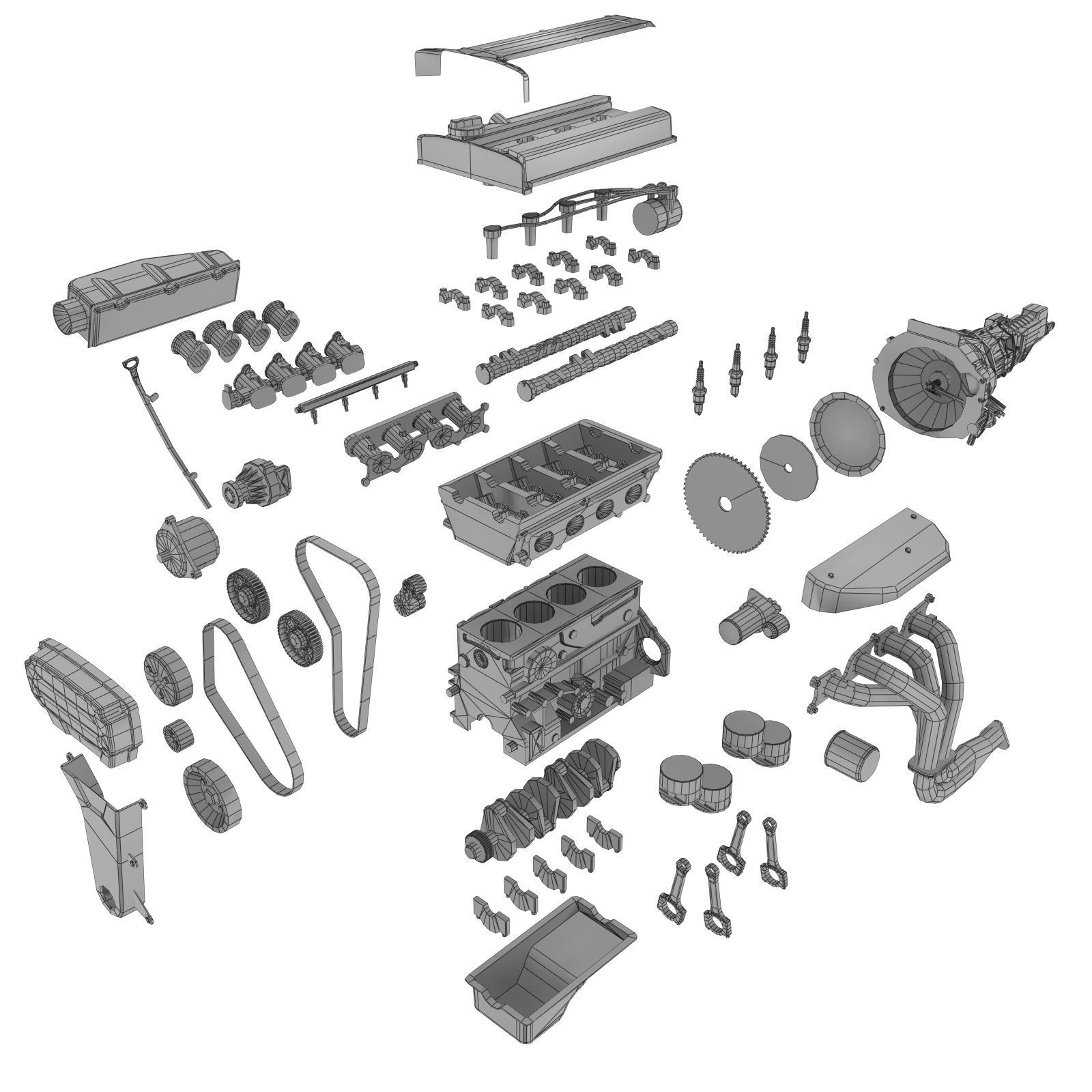 3D model Toyota 4AGE Blacktop 20v engine VR / AR / low-poly | CGTrader