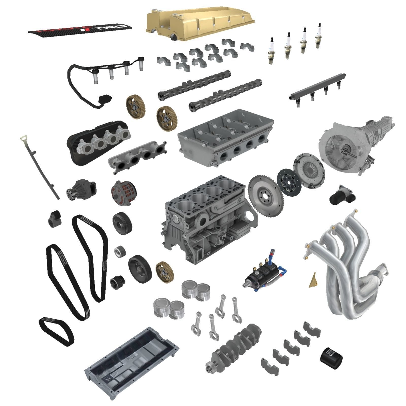 3D model Toyota TRD 4AGE Formula Atlantic engine VR / AR / low-poly ...