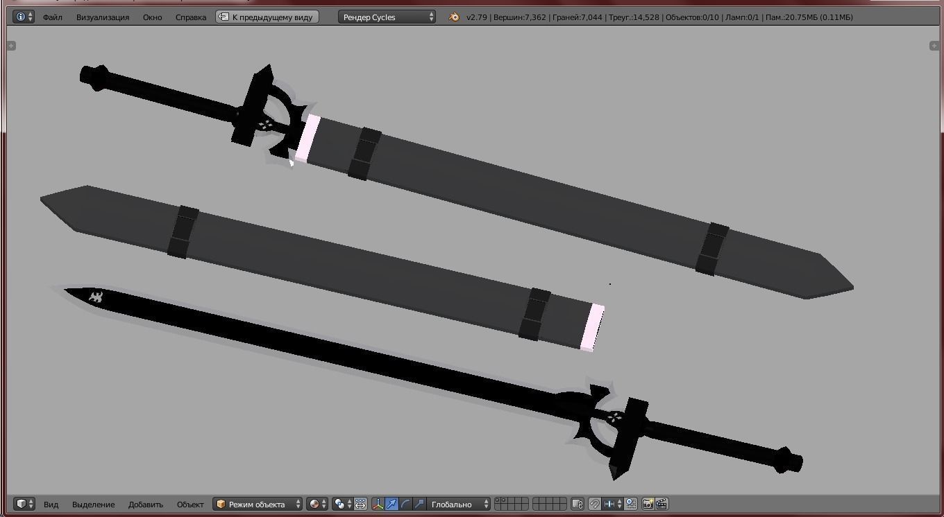 a simple model of the sword kirito 3D model | CGTrader