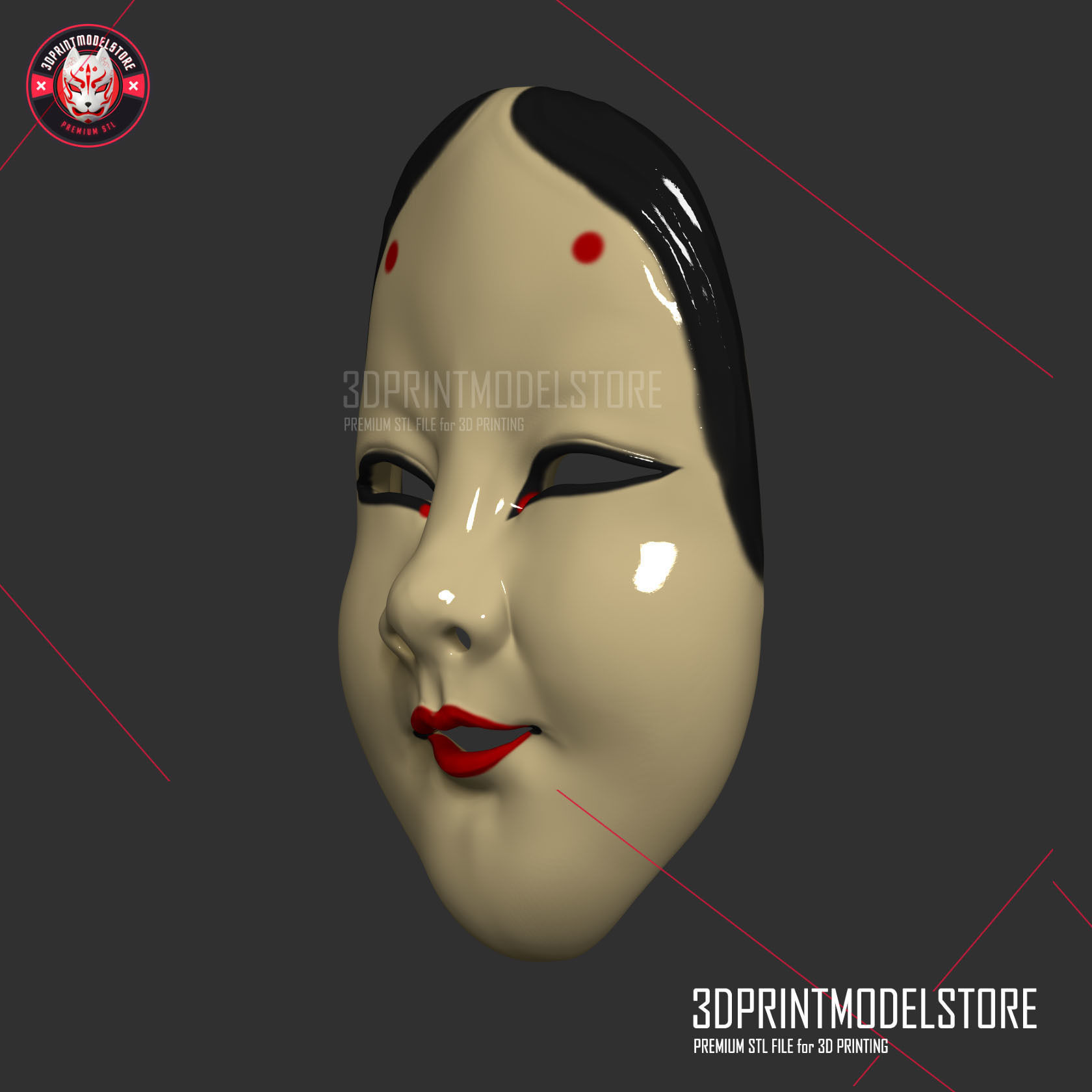 Japanese Kitsune Noh Mask Cosplay Halloween 3D model 3D printable ...