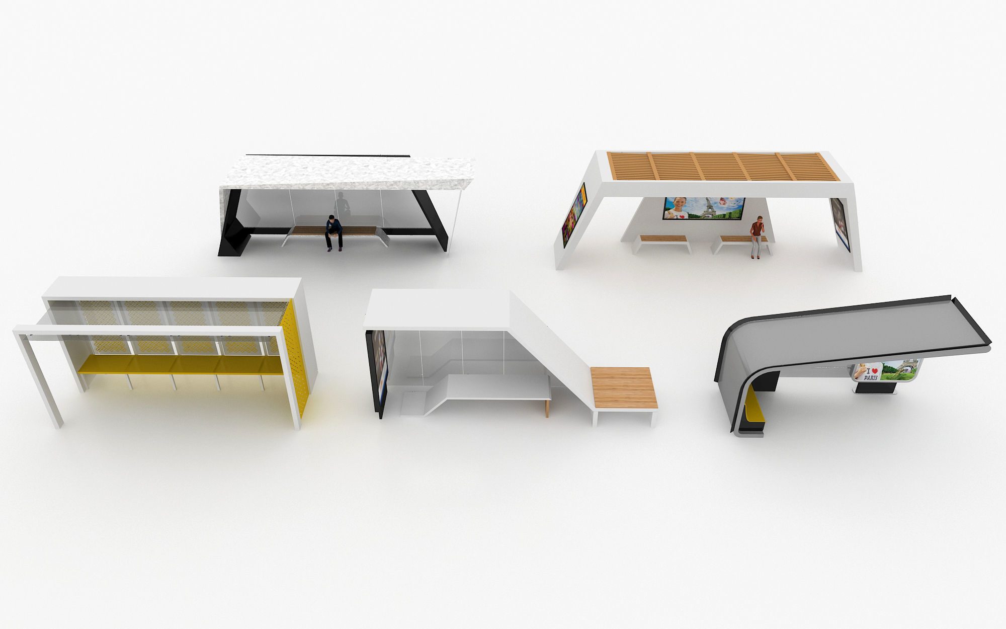 BUS STATIONS MODELS-2 5 MODELS 3D model | CGTrader