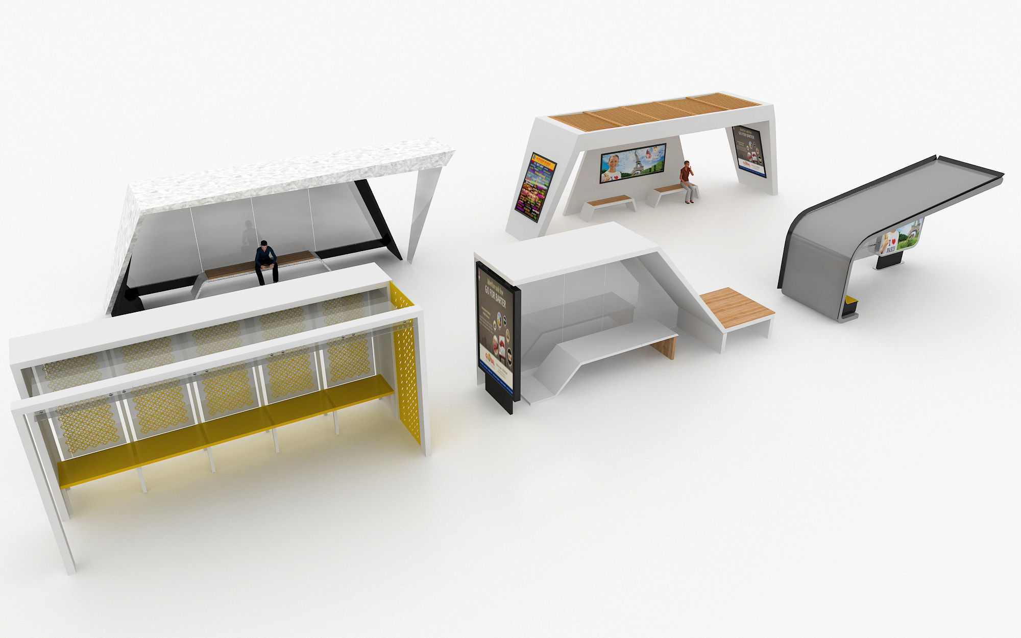 BUS STATIONS MODELS-2 5 MODELS 3D model | CGTrader