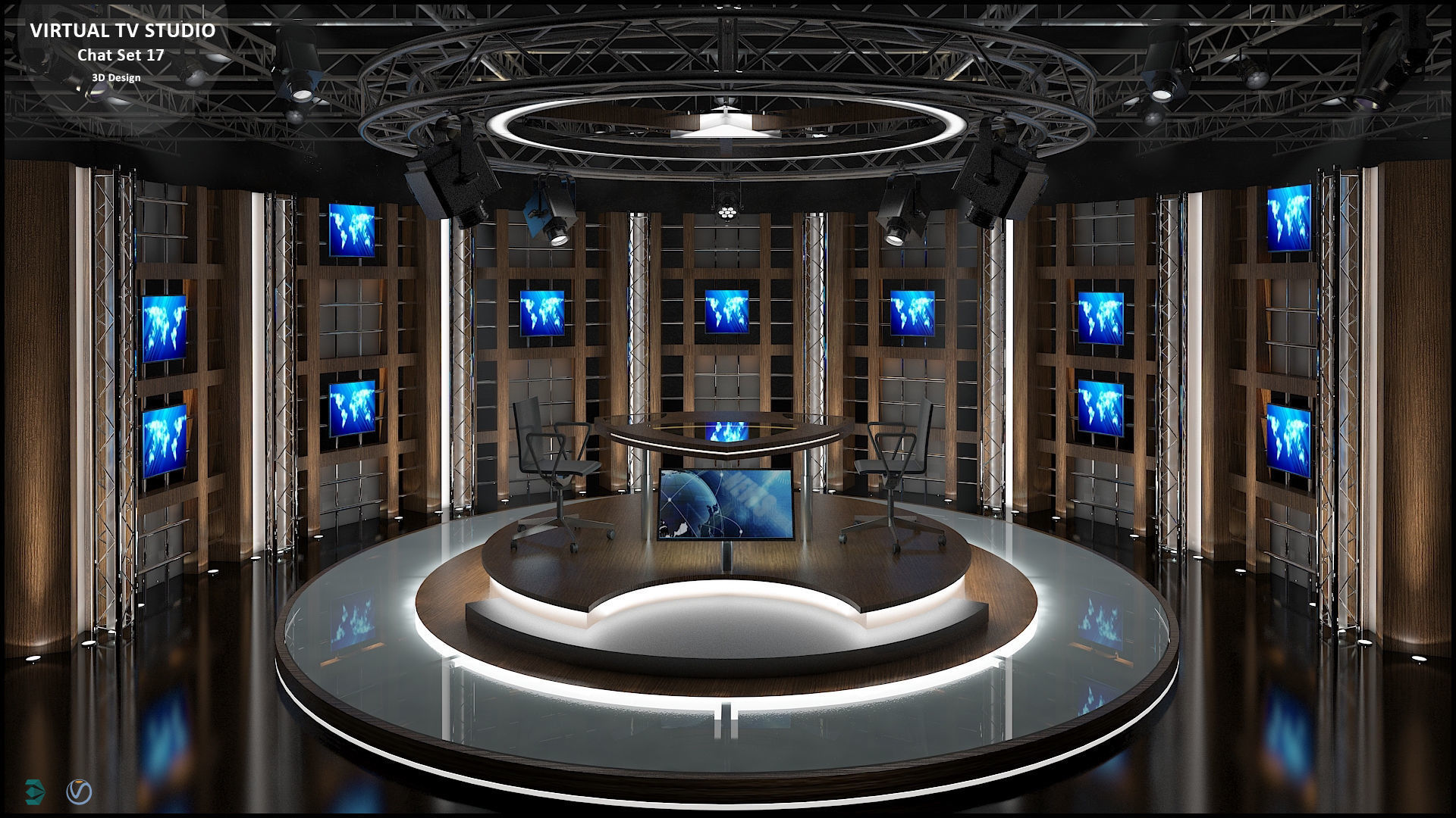 Virtual TV Studio Sets - Collection Vol 13 - 9 PCS DESIGN | CGTrader