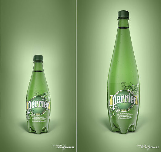 Pack of 2 bottle Perrier 50cl and 1L 3D model | CGTrader