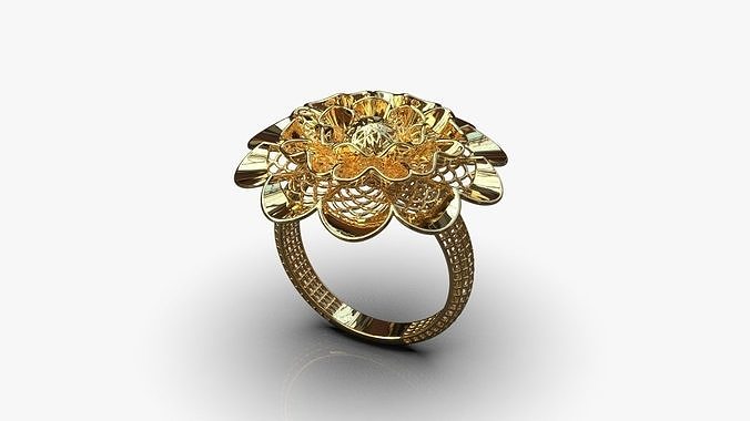 Floral ring 3D model 3D printable | CGTrader