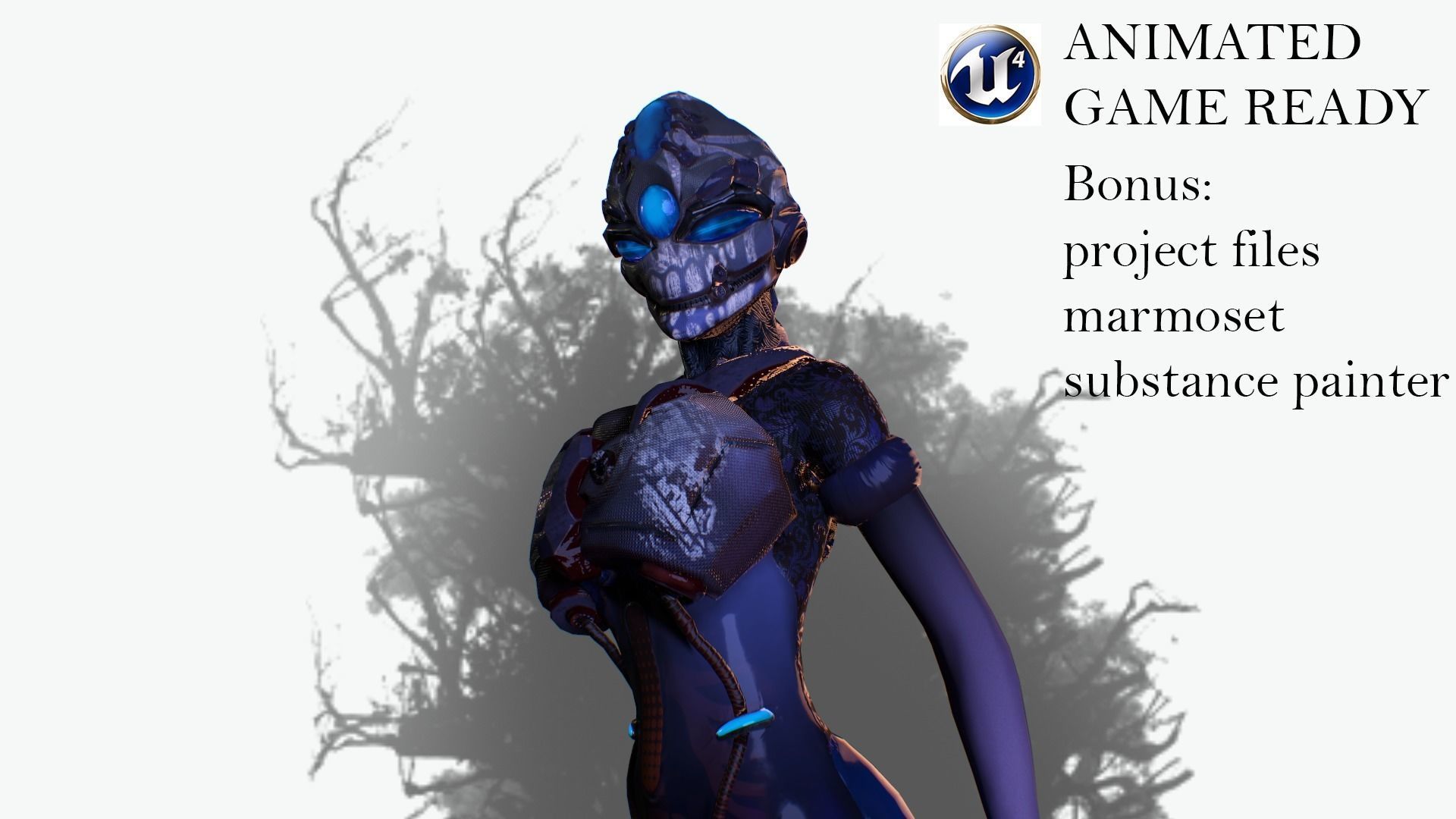 3D model ScoreLetha Sci-fi girl Low-poly 3D model gameready animated VR ...