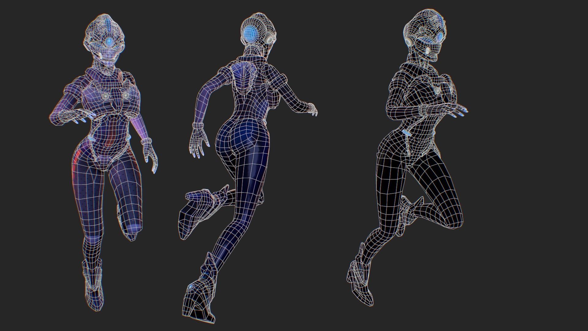 3D model ScoreLetha Sci-fi girl Low-poly 3D model gameready animated VR ...