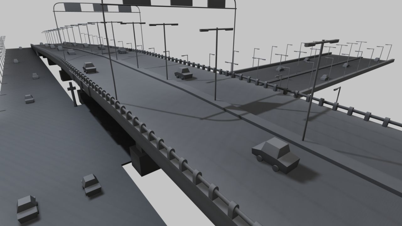 FlyOver bridge with cars 3D model | CGTrader