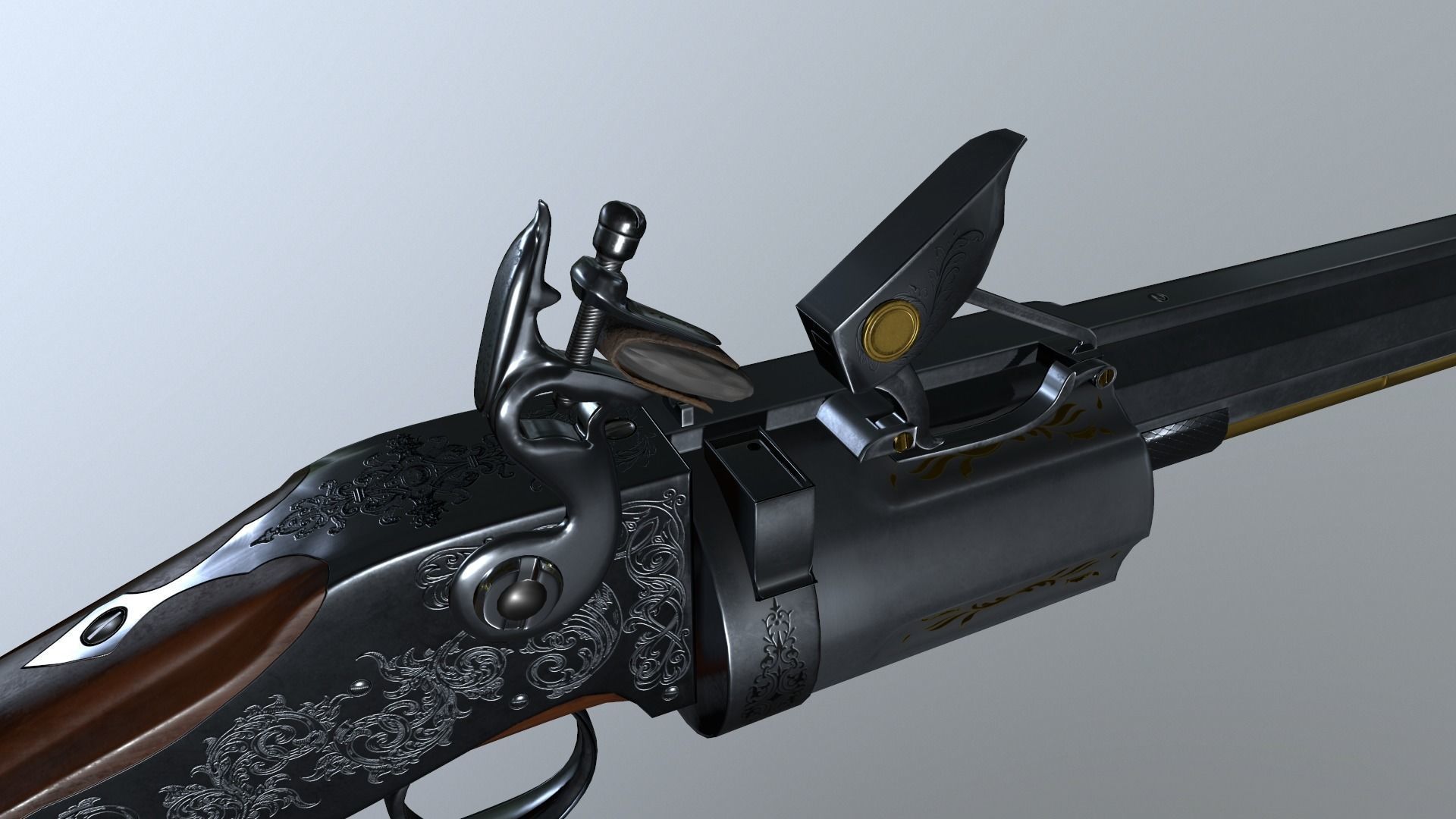 Collier Revolver Rifle free 3D model | CGTrader