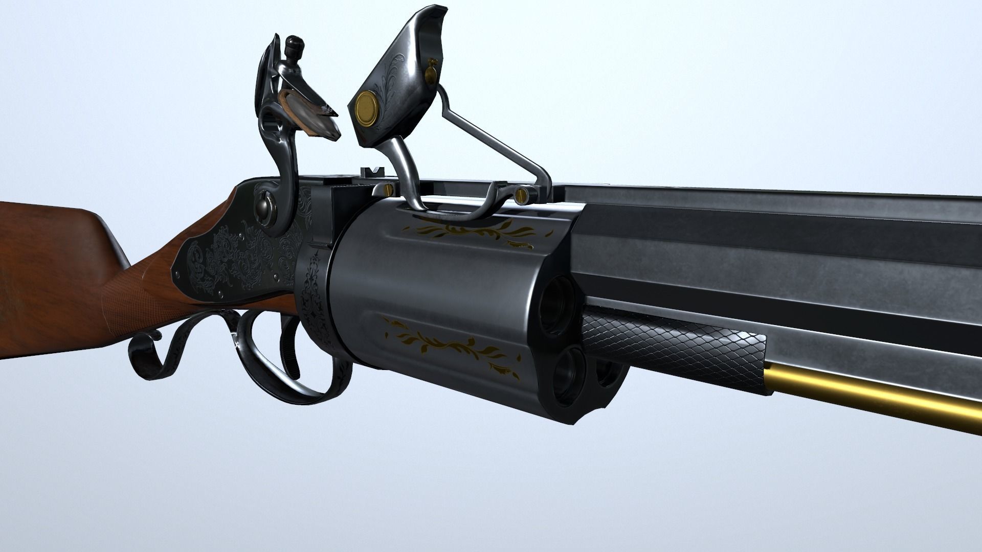 Collier Revolver Rifle free 3D model | CGTrader