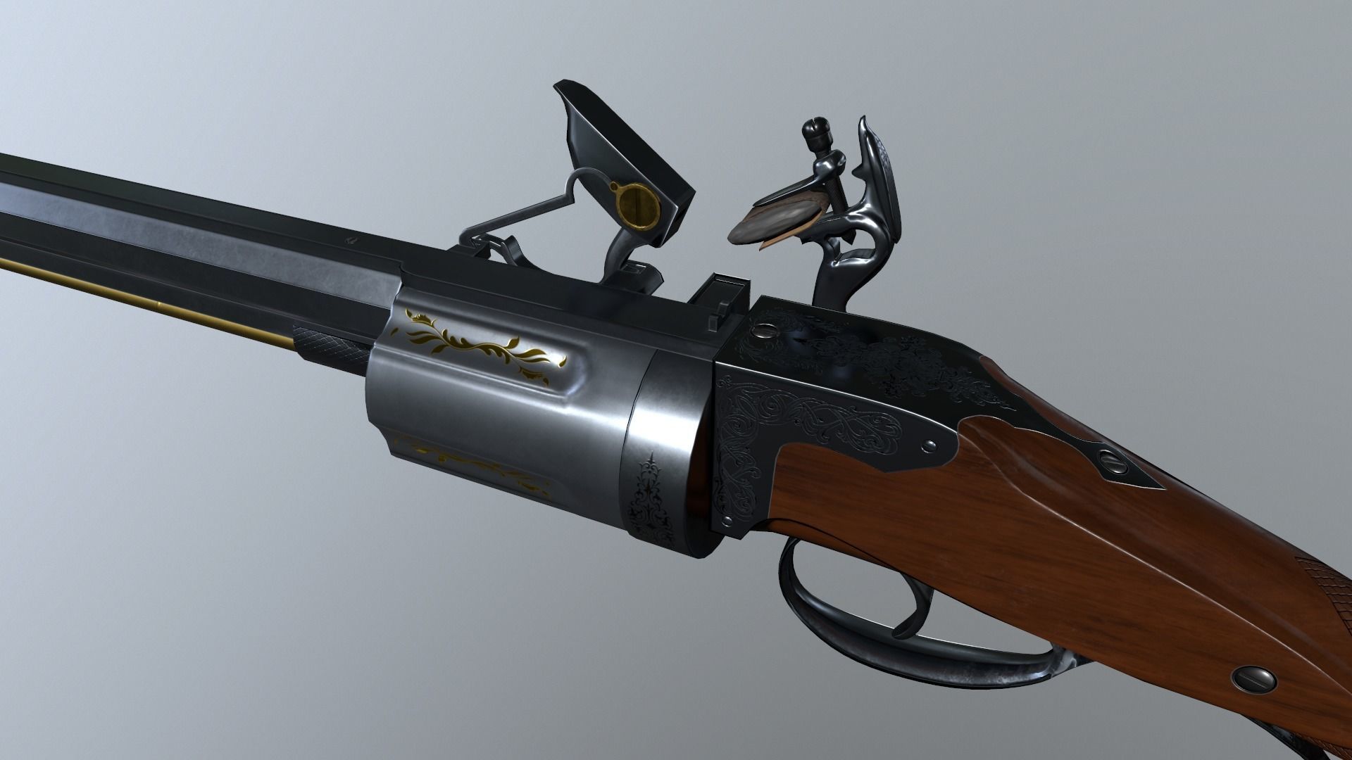 Collier Revolver Rifle free 3D model | CGTrader