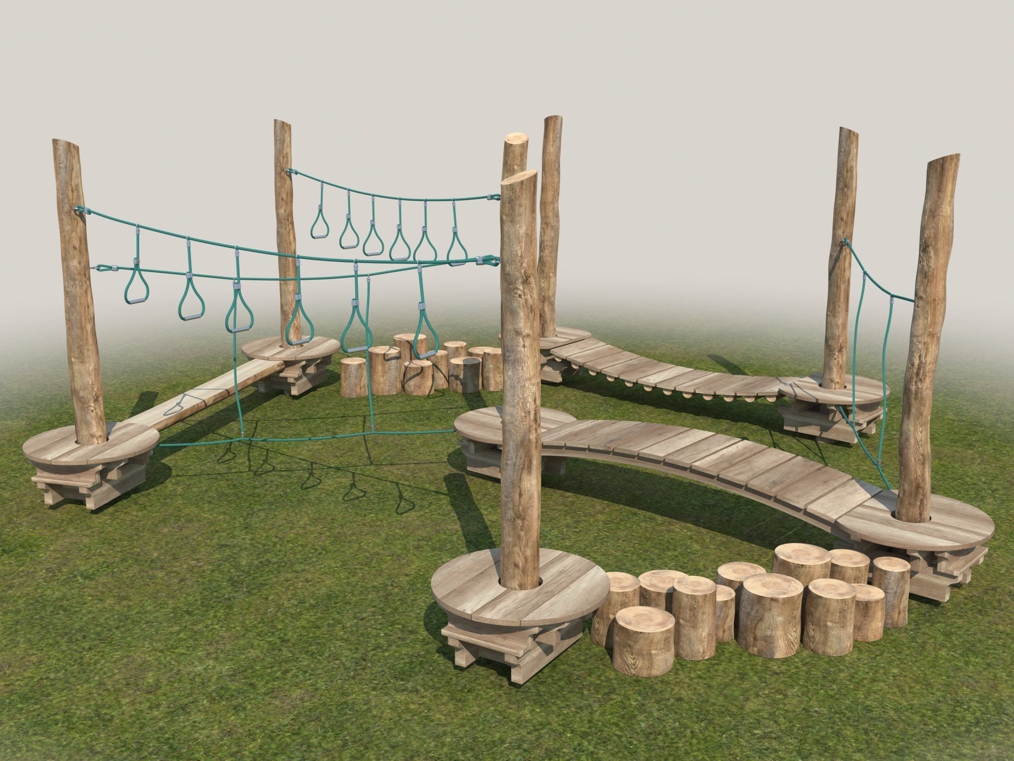 Kid rope park by tree trunk 3D model | CGTrader