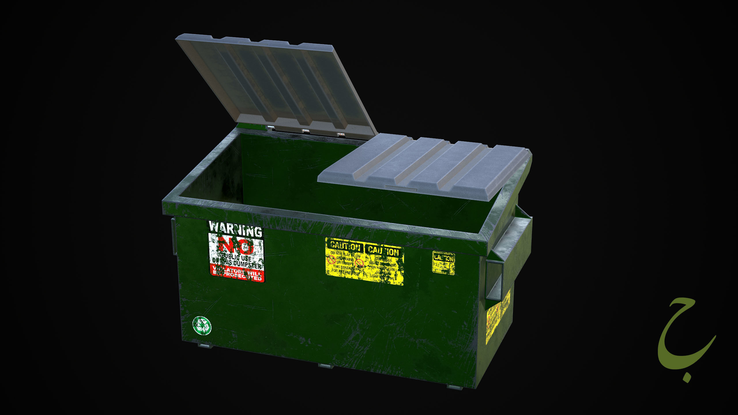 3D 2 yard garbage container | CGTrader