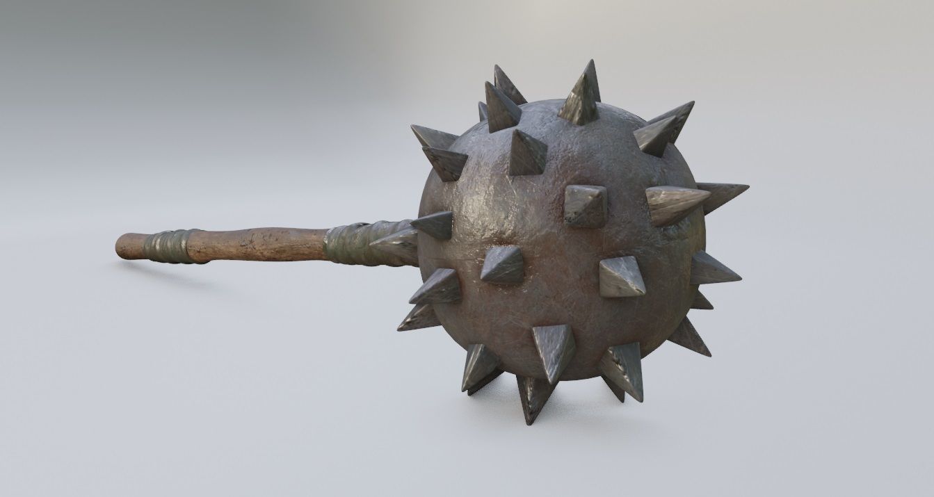3D model medieval Spiked Club with pbr textures VR / AR / low-poly ...