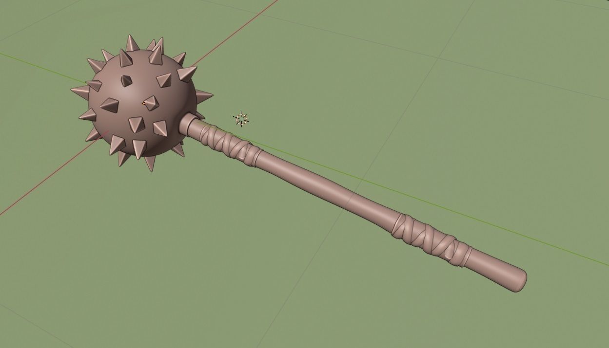 3D model medieval Spiked Club with pbr textures VR / AR / low-poly ...