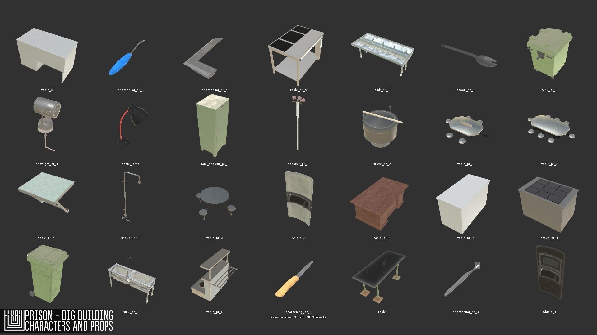 3D model Prison - big building characters and props VR / AR / low-poly ...