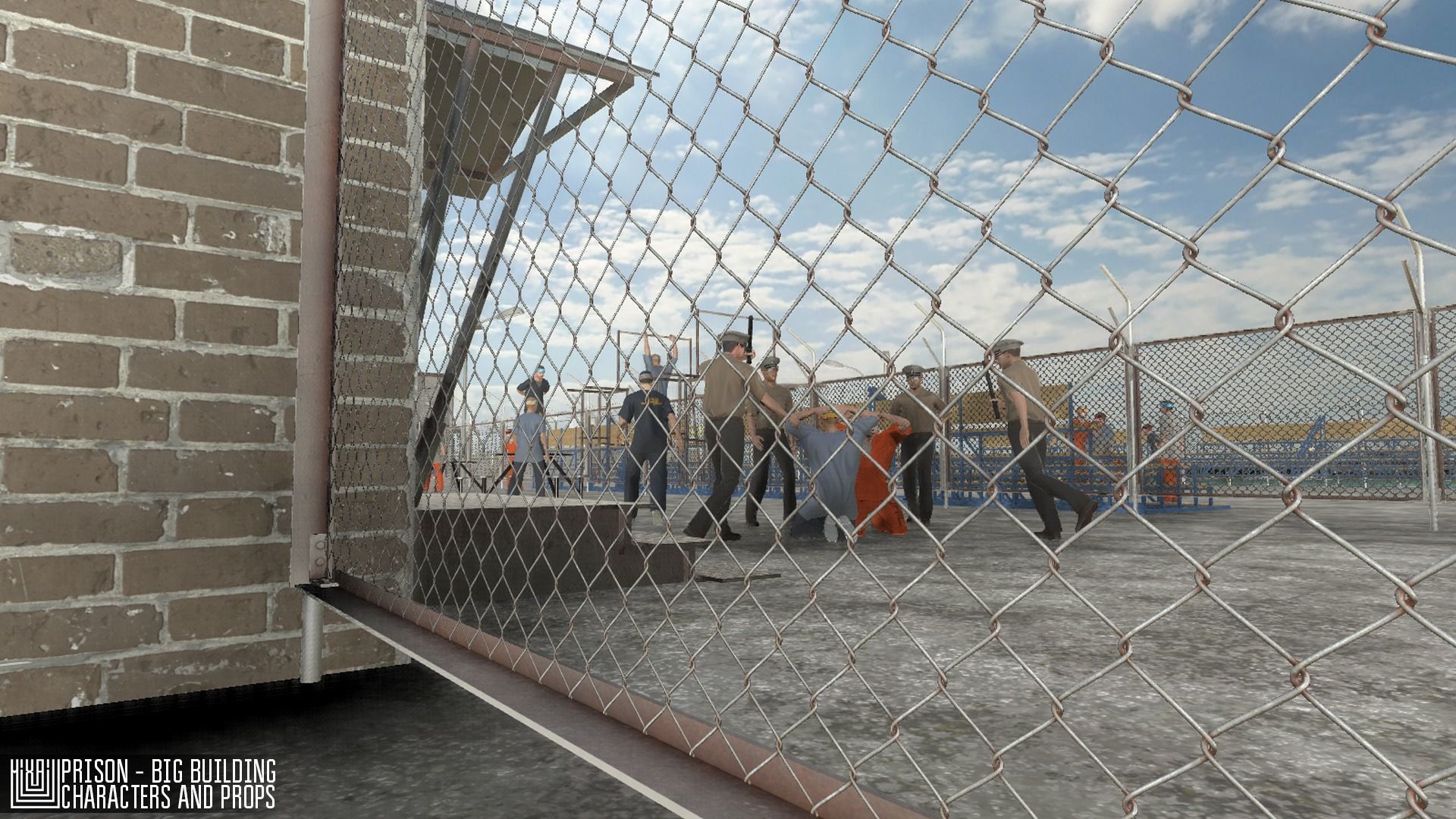 3D model Prison - big building characters and props VR / AR / low-poly ...