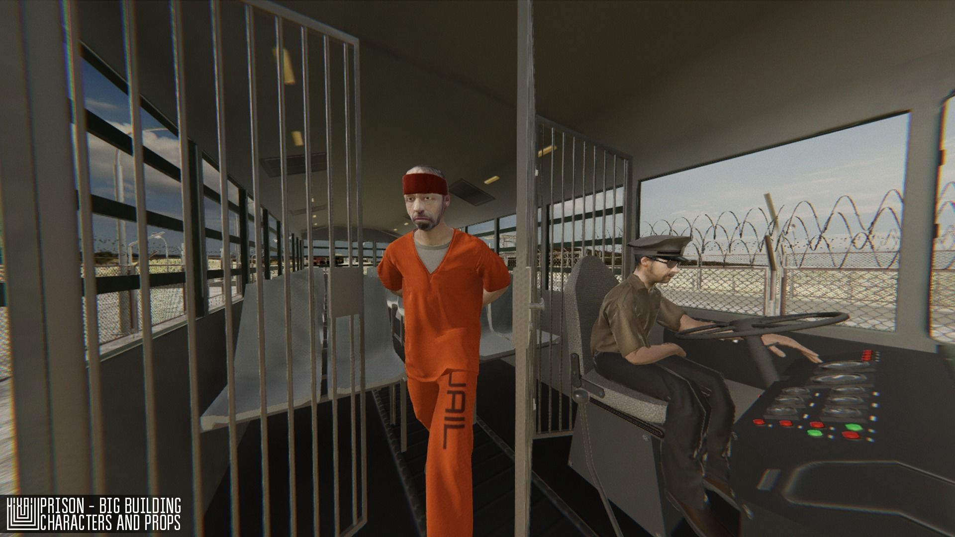 3D model Prison - big building characters and props VR / AR / low-poly ...