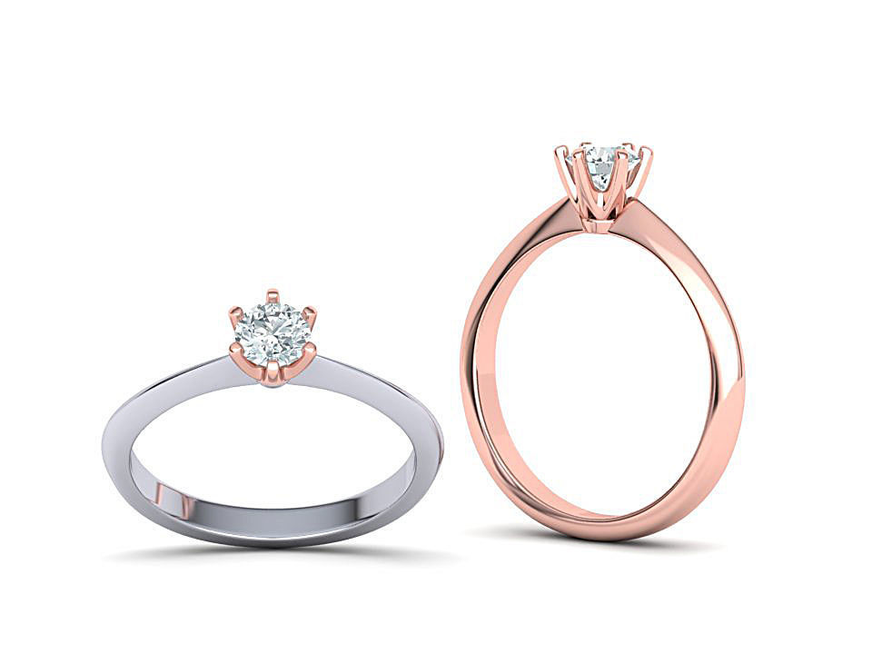 6 prong Solitaire Engagement ring printable 3dmodel 3D model 3D ...