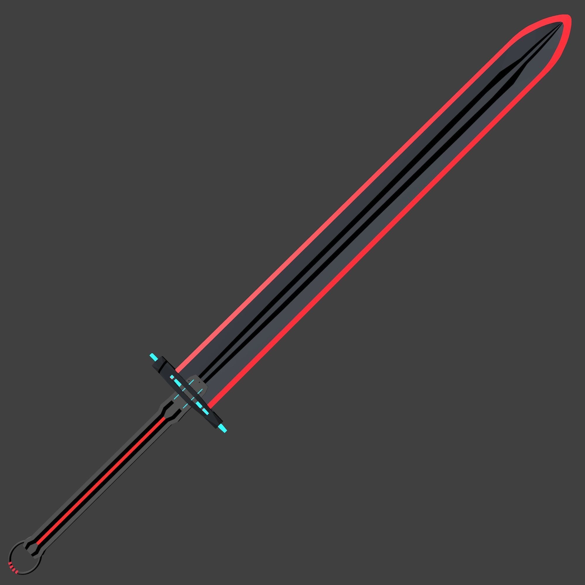 neon sword red free 3D model BLEND
