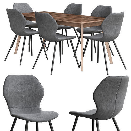 Highrock Dinning Chair Rowico Dining Table 3d model 3D model | CGTrader