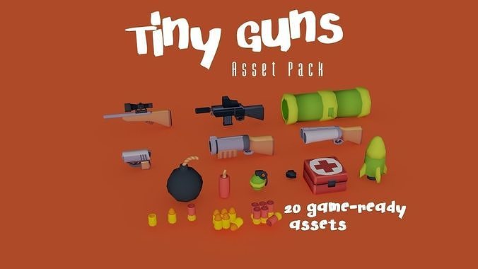 3D model Toony Series - Tiny Guns - stylized weapon pack - 20 assets VR ...