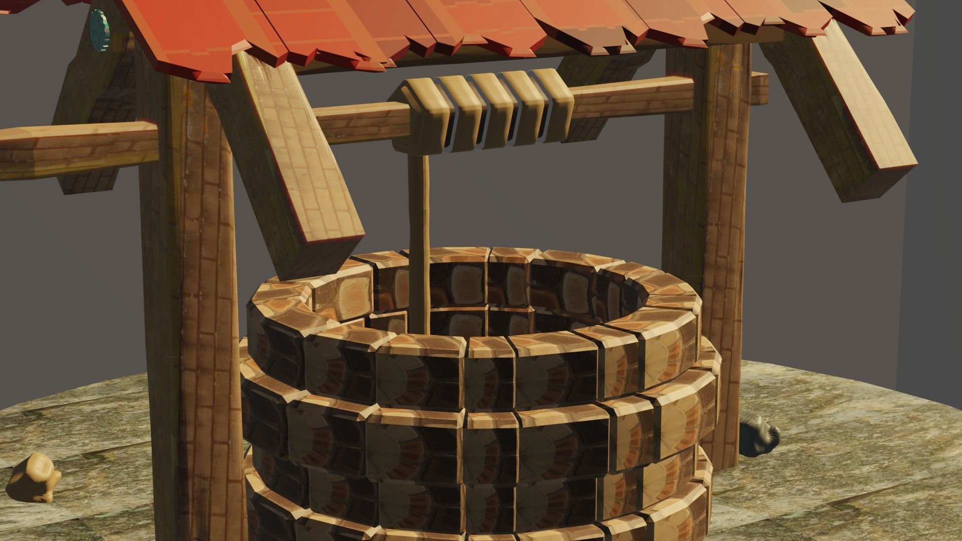 Well 3D model water with roof free 3D model | CGTrader