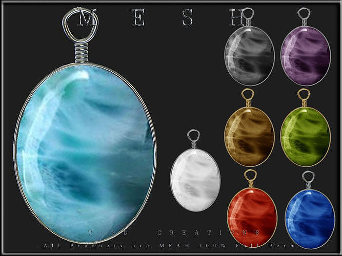 3D model Larimar Stones - 8 Stone Colors - 3 Wire Colors VR / AR / low ...