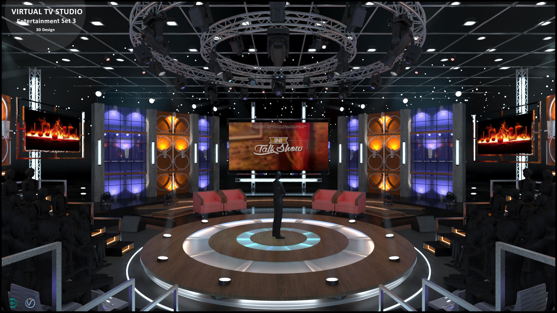 Virtual TV Studio Entertainment Set 3 3D model | CGTrader