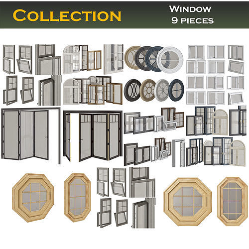 Windows 3d model Collection 9 pieces 3D model | CGTrader