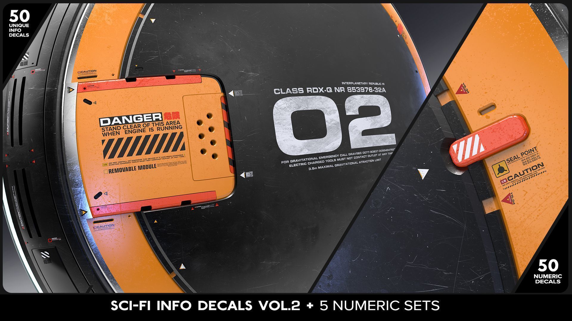 SCI FI Info Decals VOL 2 and Five Numeric Sets Texture | CGTrader