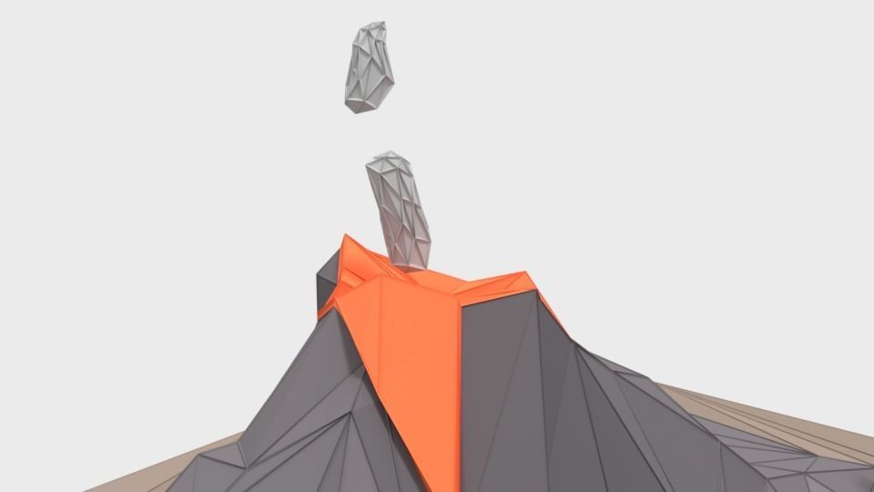 3D model Low Poly Cartoon Volcano Scene VR / AR / low-poly | CGTrader