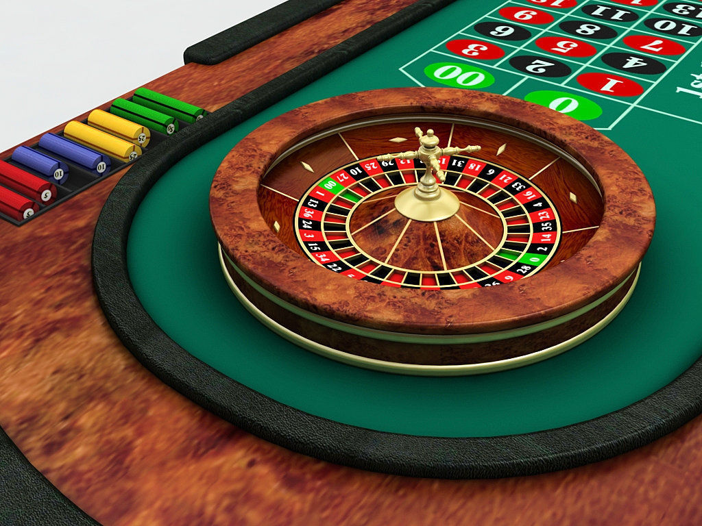 Casino Roulette Table With Ball and Casino Chips 3D model | CGTrader