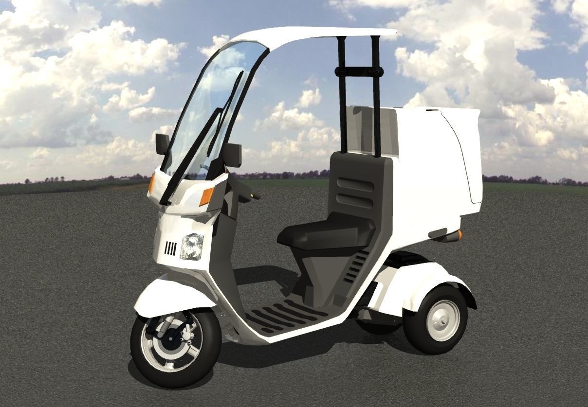 Pizza delivery motorcycle and 2way box 3D model | CGTrader