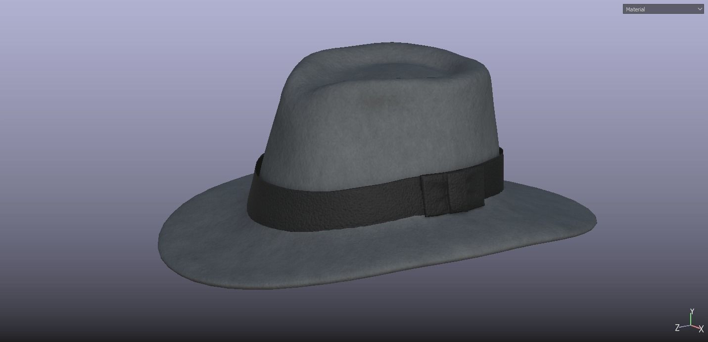 3D model Grey Color PBR Stylish Fedora Hat VR / AR / low-poly | CGTrader