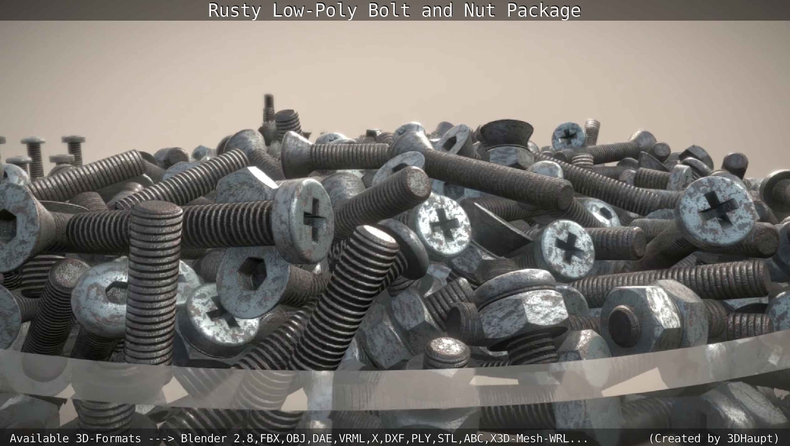 3D model Rusty Low-Poly Bolt and Nut Package VR / AR / low-poly | CGTrader