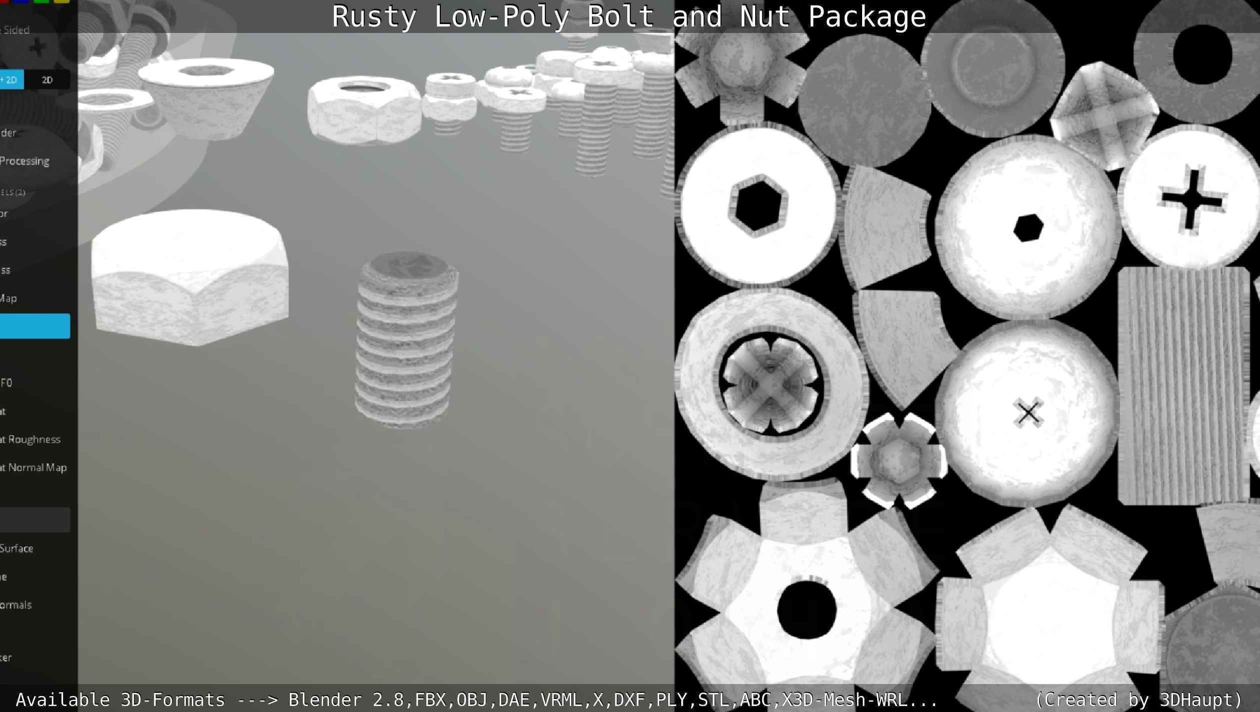 3D model Rusty Low-Poly Bolt and Nut Package VR / AR / low-poly | CGTrader