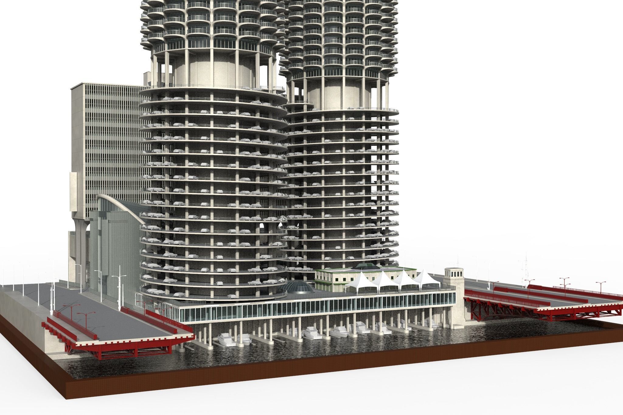 3D model Marina city Chicago VR / AR / low-poly | CGTrader