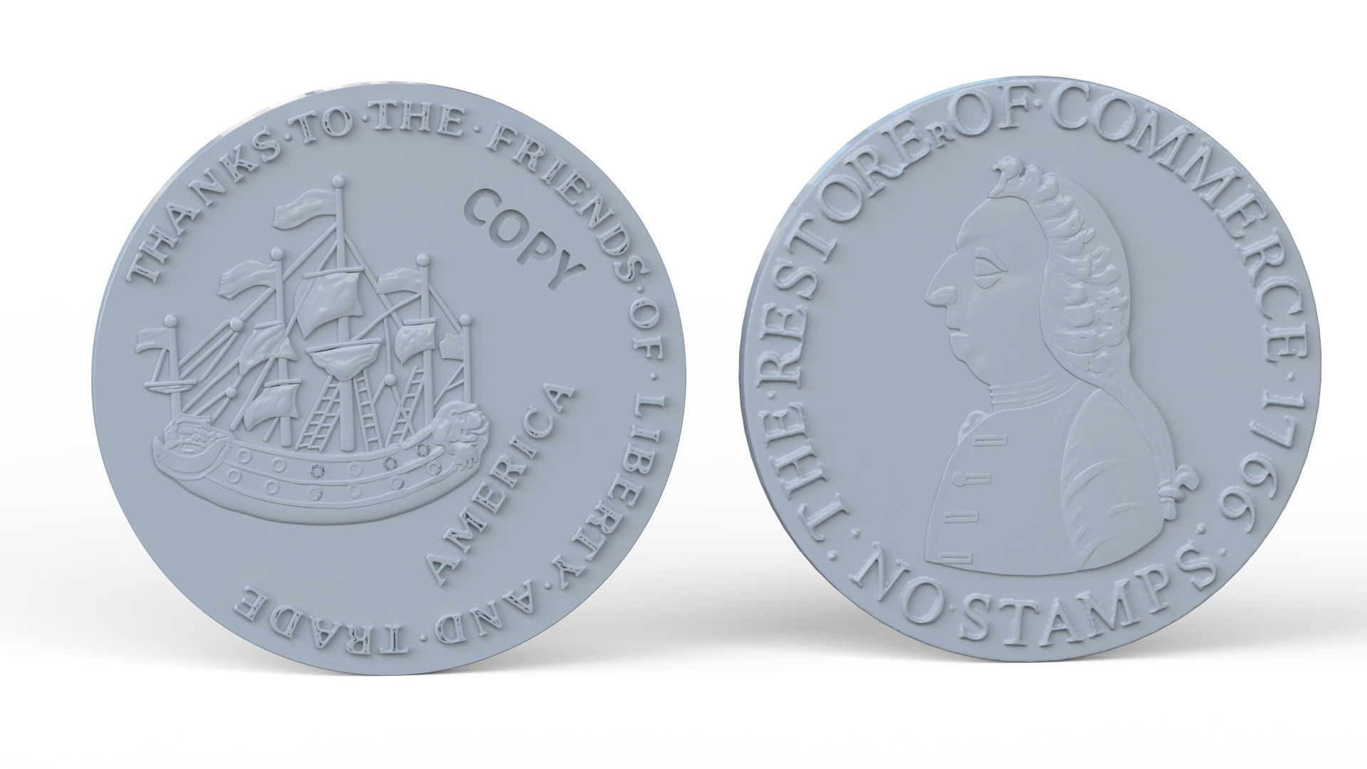 USA Halfpenny William Pitt tokens 1766 coin 3D model | CGTrader